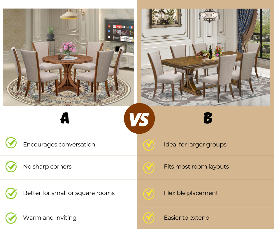 Round Table vs. Rectangular Table: Which Dining Table is Right for You ...