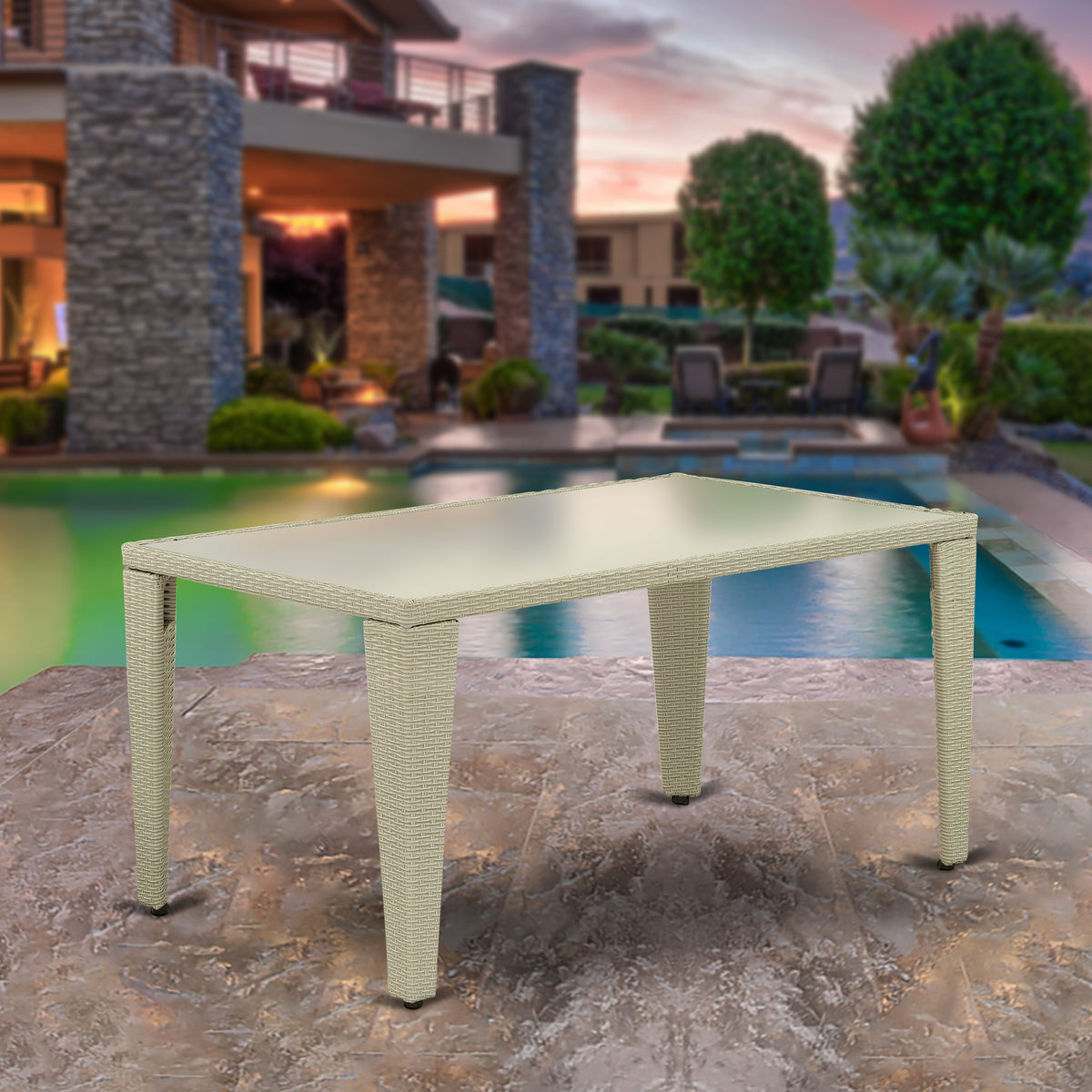 Outdoor Wicker Coffee Table | Wicker Dining Set – East West Furniture ...